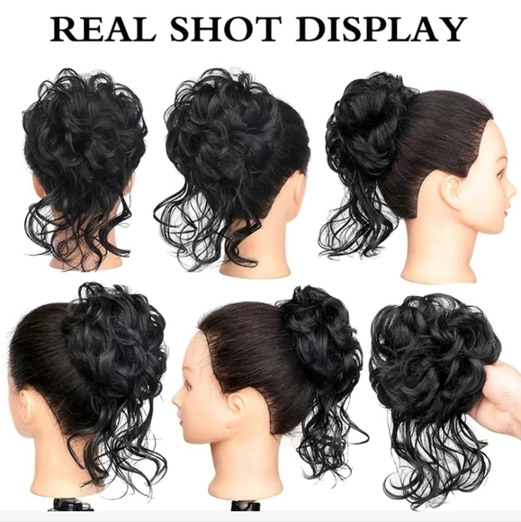 Hair | Nwt Messy Bun Hair Piece Curly Wavy Messy Bun Wig Hairpiece ...